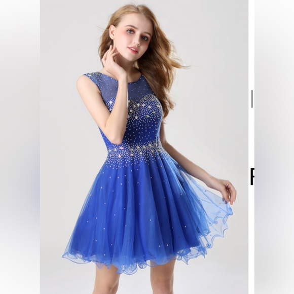Dresses | Short Tulle Royal Blue Beading Rhinestones Prompageantdance ...